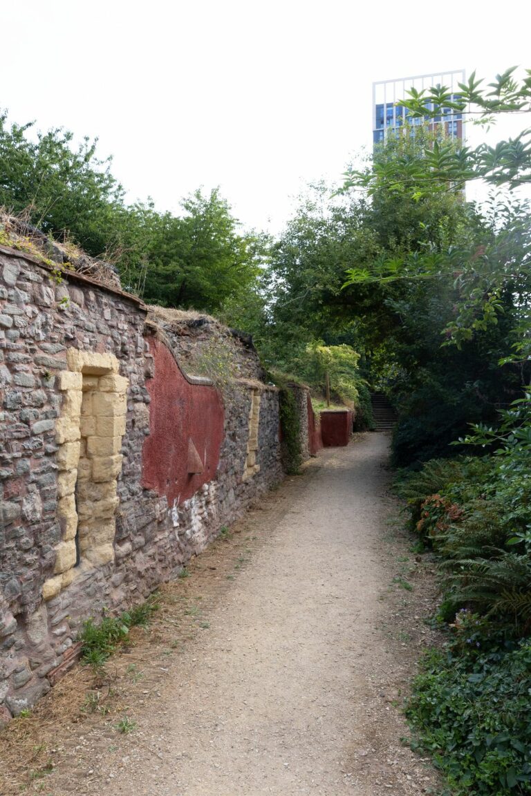 The few remains of Bristol Castle still within Castle Park
