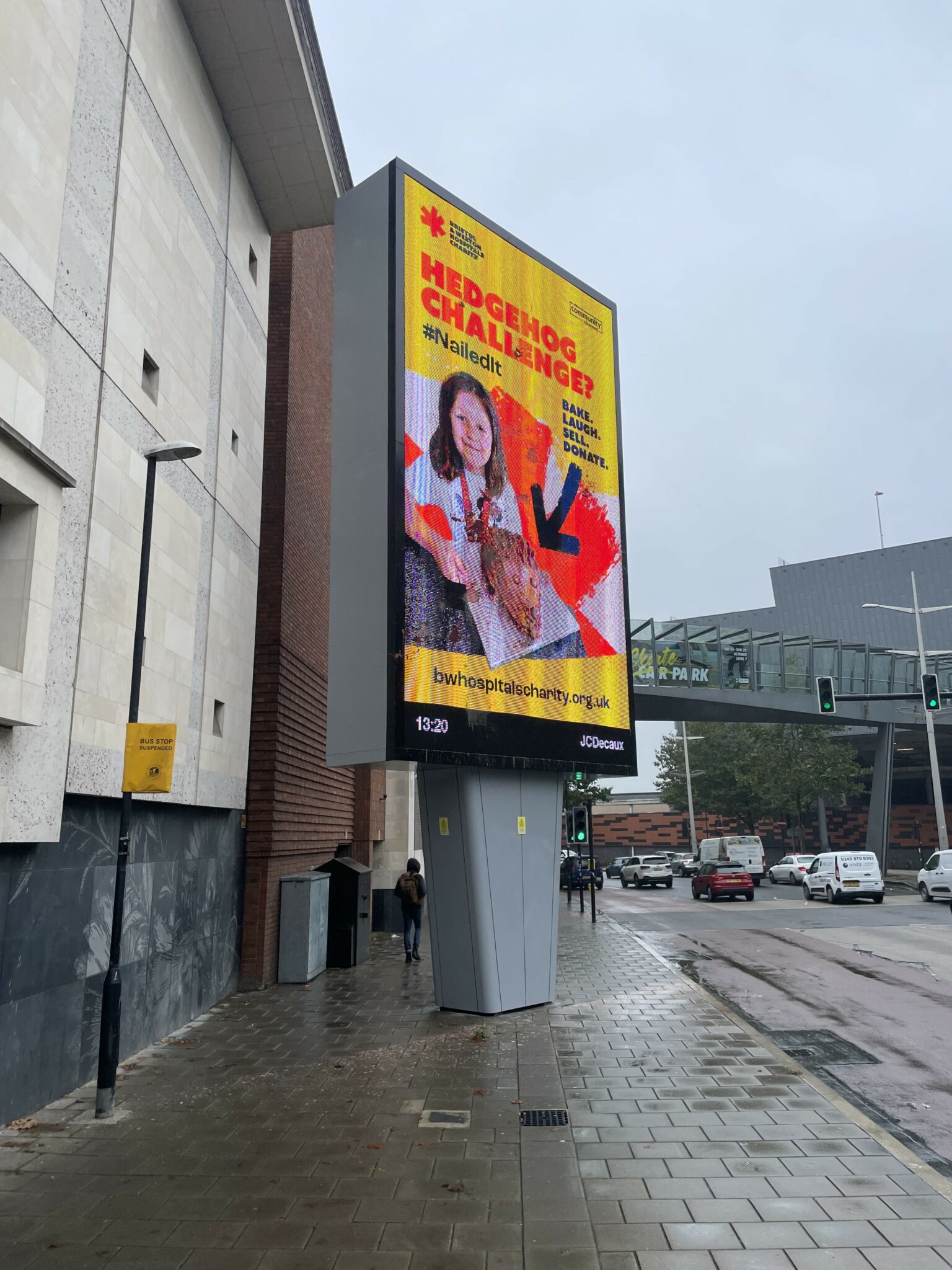Vandalised digital ad screen turned on for first time