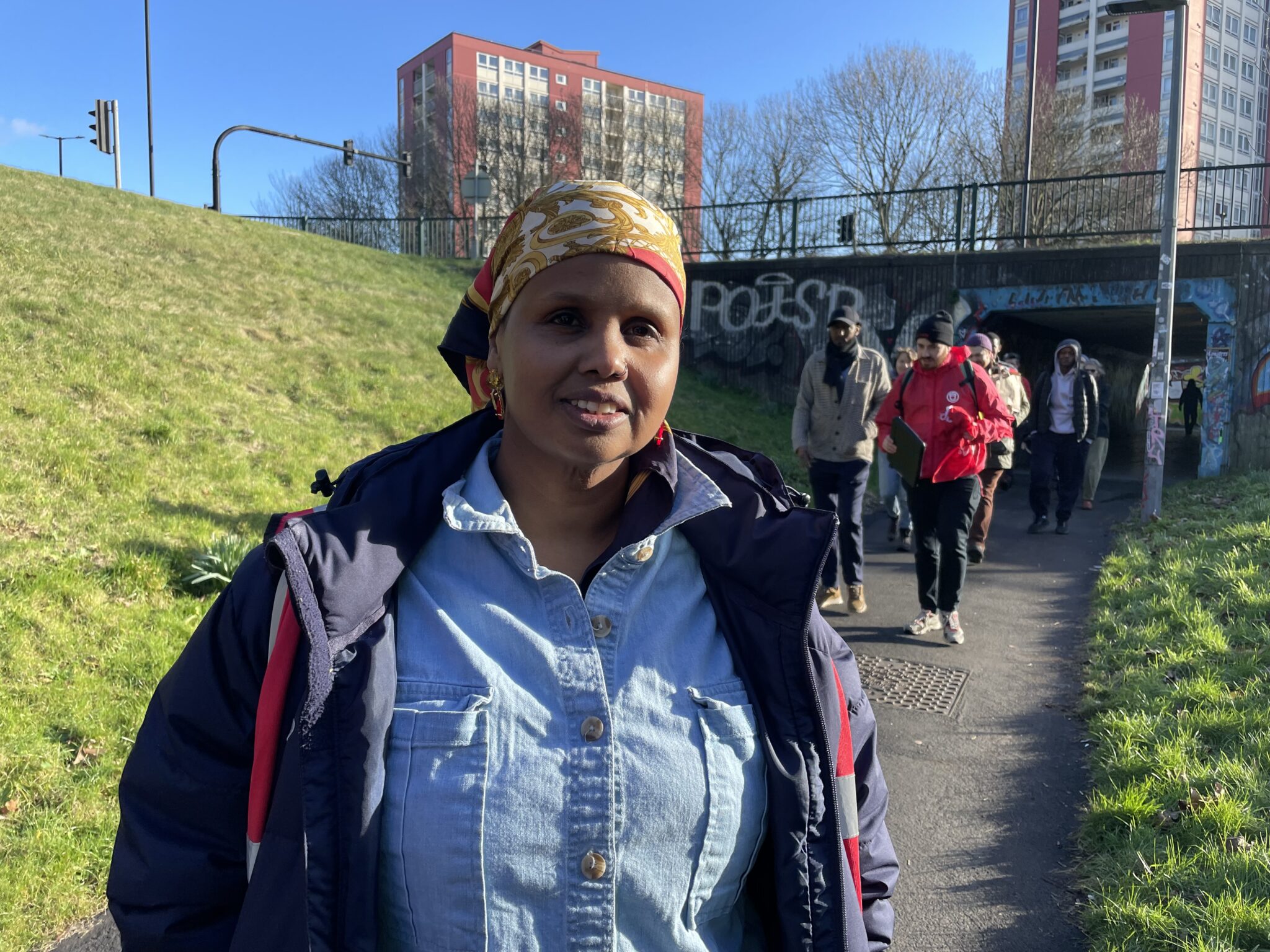 Residents march from Barton House to City Hall