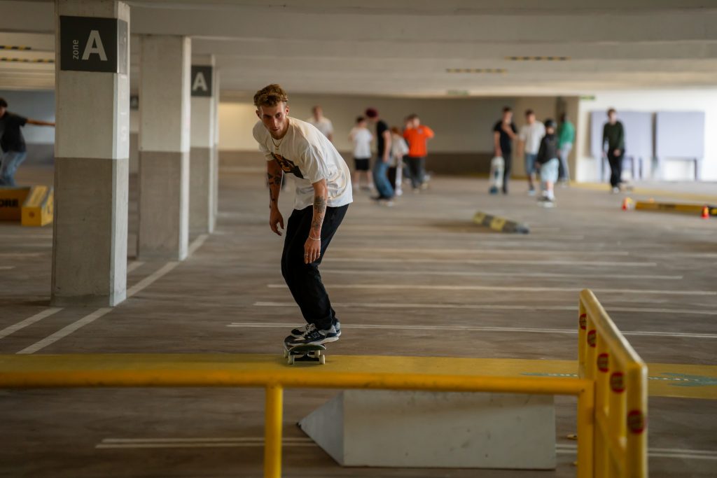 Pop-up skatepark reopens in car park