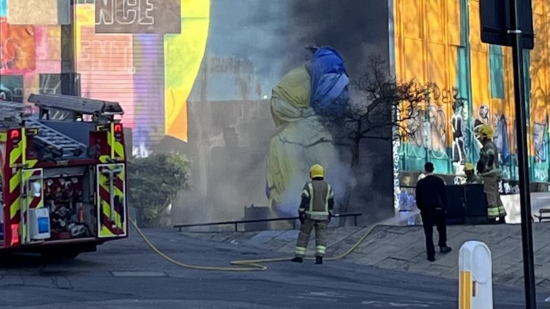 Artwork set on fire
