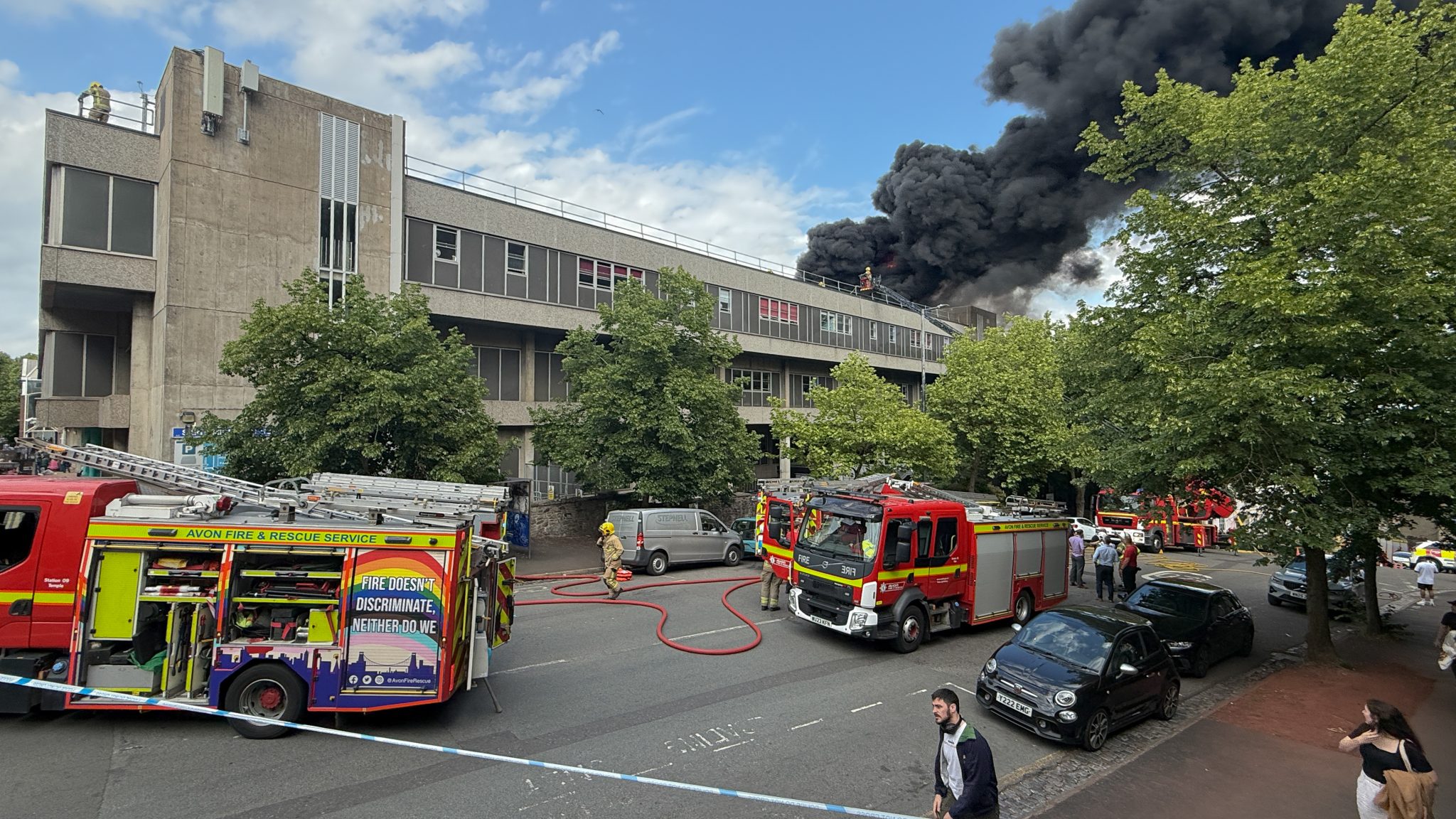 Huge fire breaks out on hospital roof