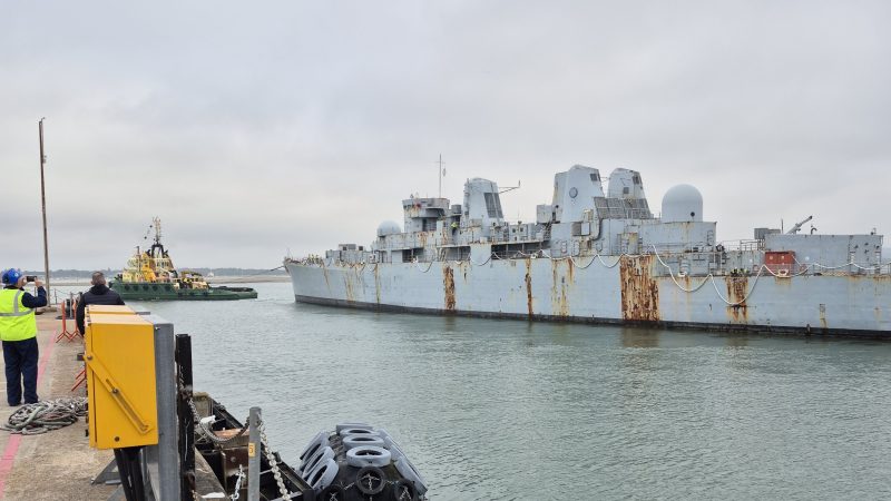 Falklands-era warship HMS Bristol sails to the scrapyard